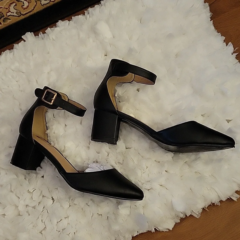 IDIFU | Shoes | Idifu In2 Pedazo Black Low Block Chunk Heel Pointed Toe ...